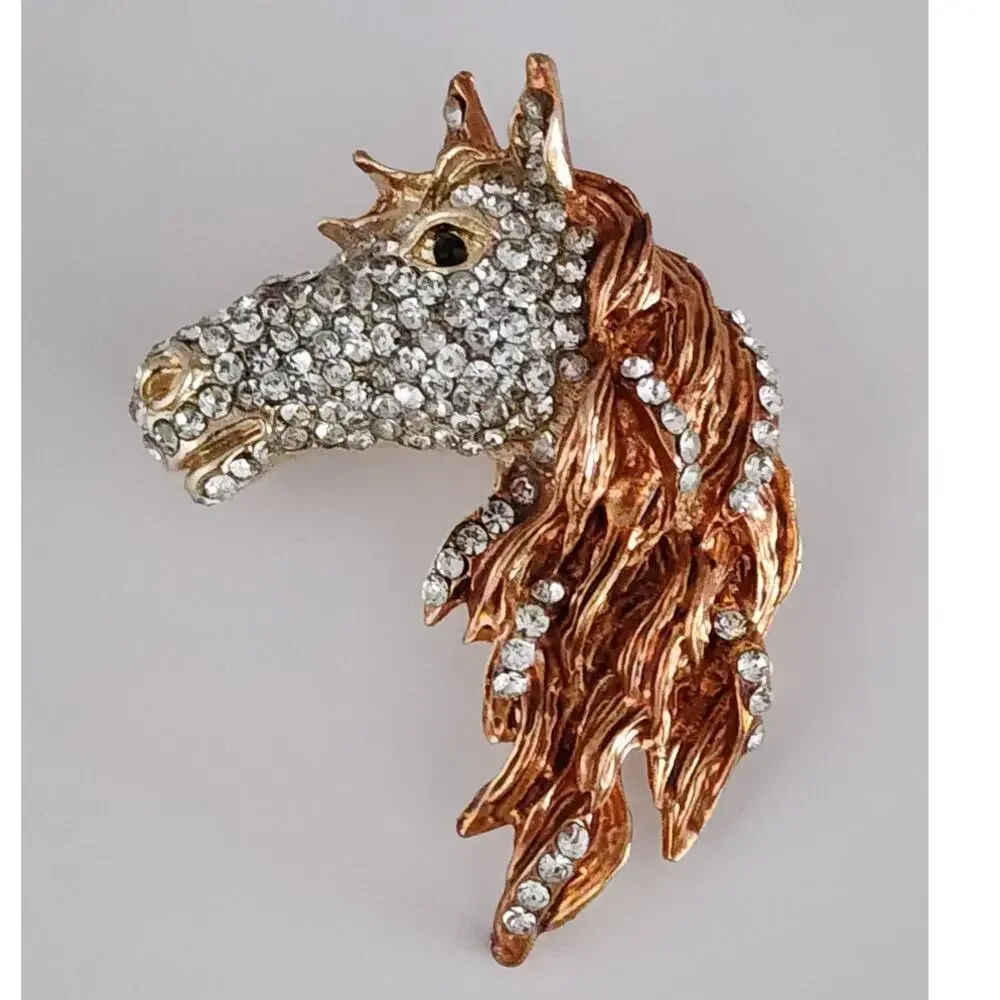 Boutique | Jewelry | Horse Head Brooch Rhinestone Crystals Beautiful ...